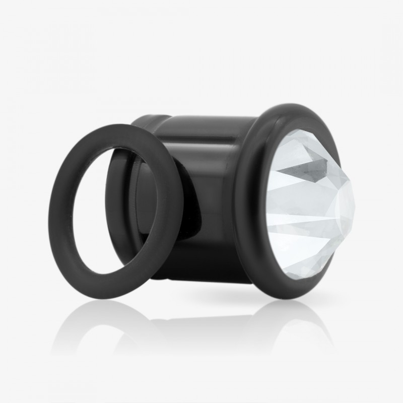 Alargador Preto Strass Cristal Pedra Única com Anel
